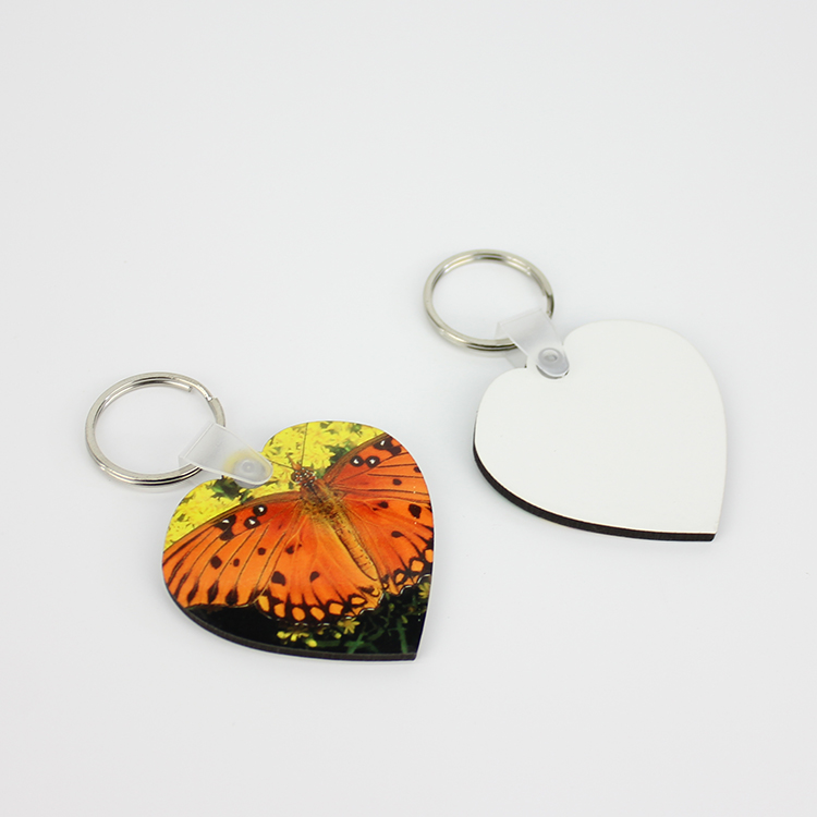 New Products Blank Sublimation Wood Heart MDF Keychains