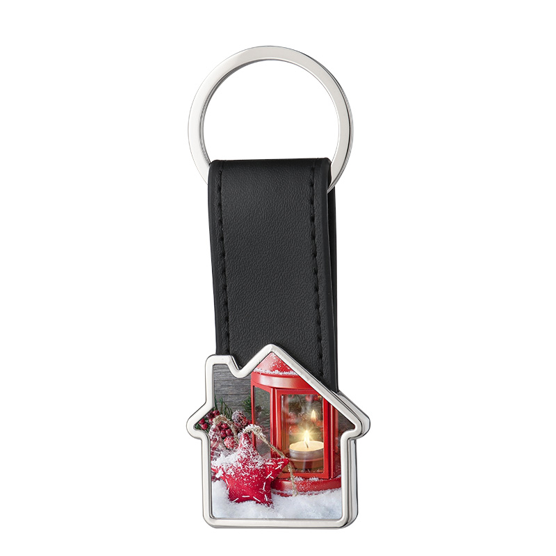 New Product keychain Sublimation Leather Metal House Shape Keychain ...