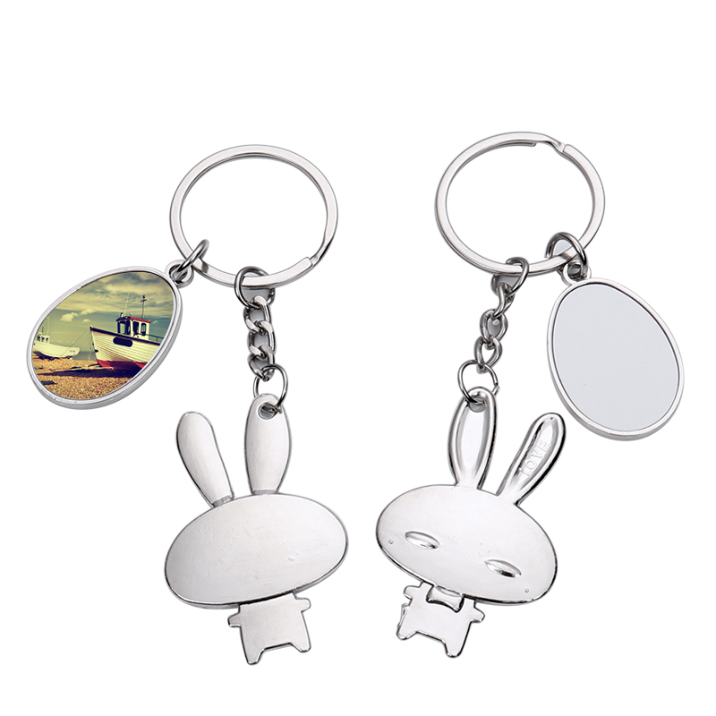 Promotional Gifts Cheap Wholesale Sublimation Blank Rabbit Couple Keychain