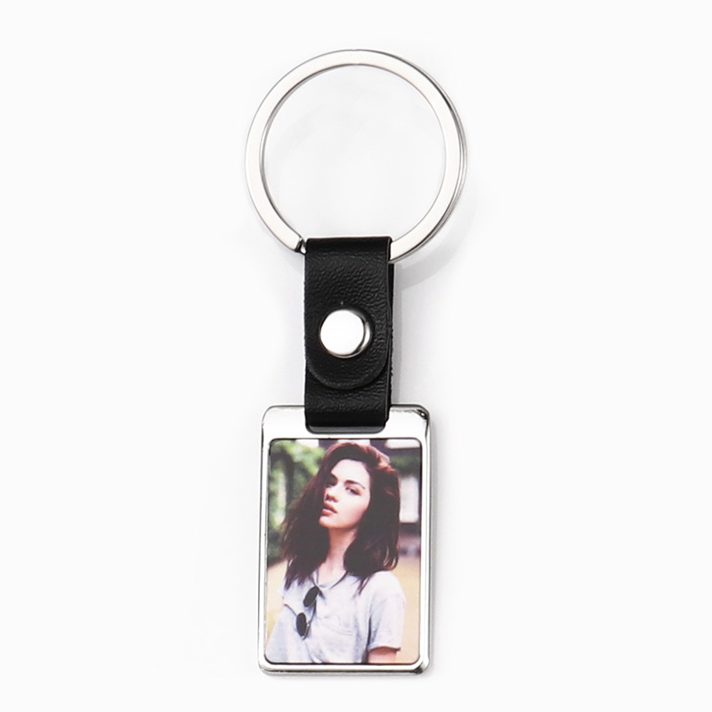 Make Your Own Logo Short Rectangle Shaped Photo Metal Keychain