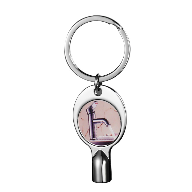 Sublimation Blank Faucet Switch Metal Keychain for Key Holder