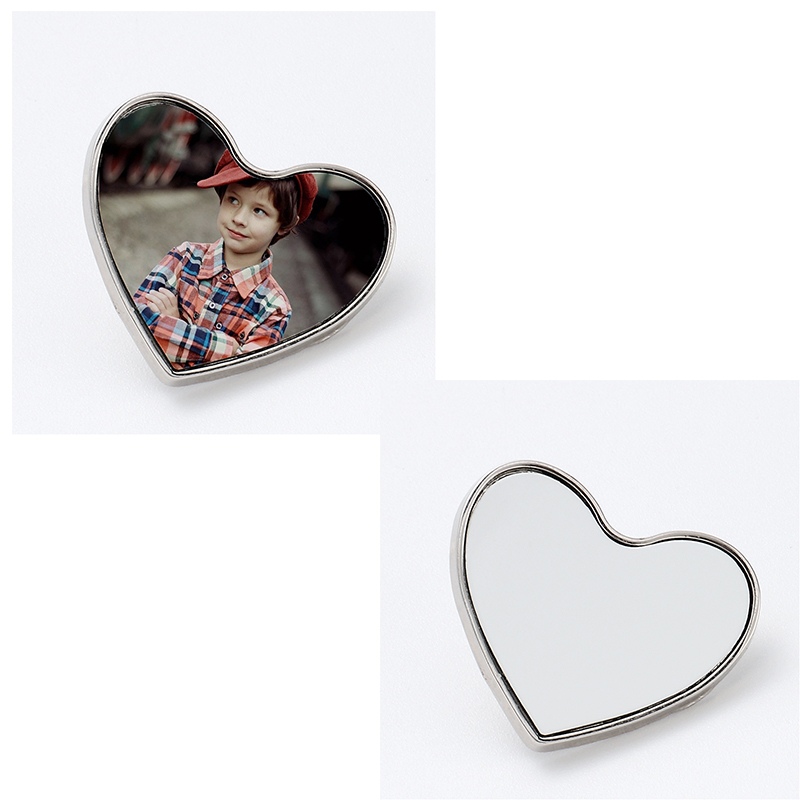 Sublimation Metal Badge Heart with Butterfly Pin Clothing Badges
