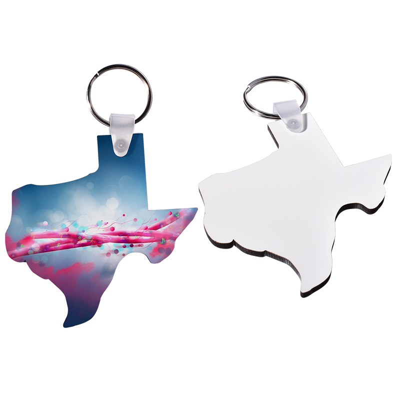 Texas Shape Sublimation Blanks MDF Key Ring Keychains