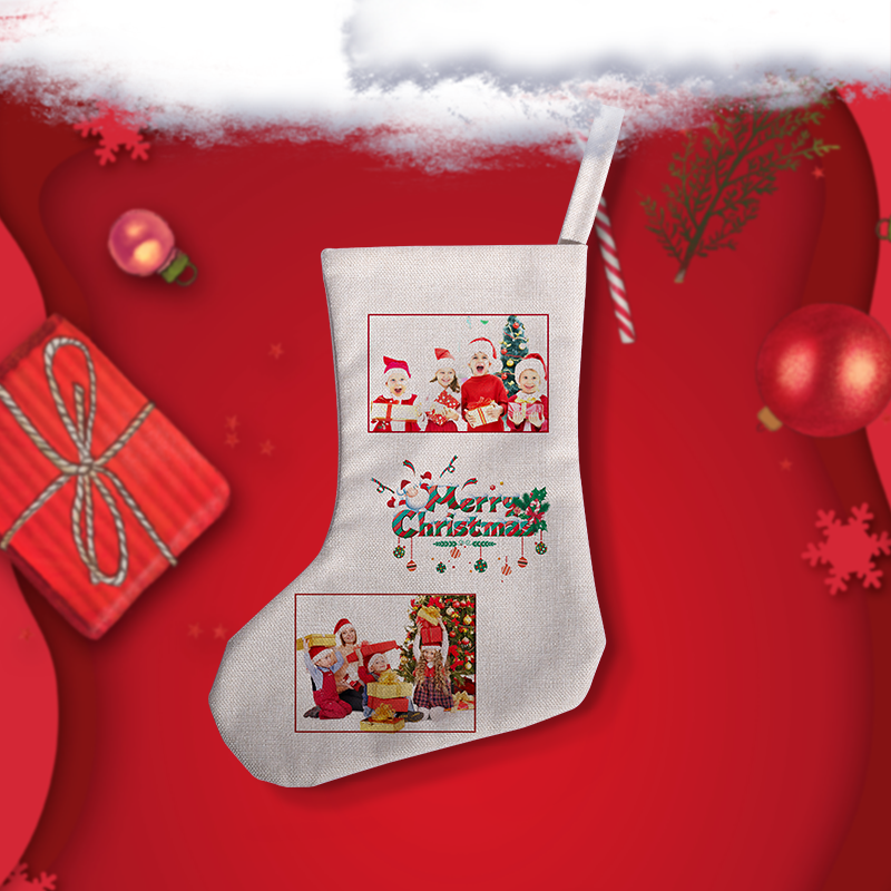 Linen Christmas Socks Sublimation Linen Santa Socks Blank Solid Color ...